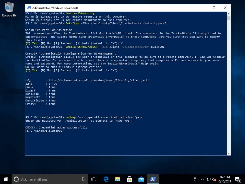 Managing Hyper-V Server in a Workgroup Environment – tommycoolman